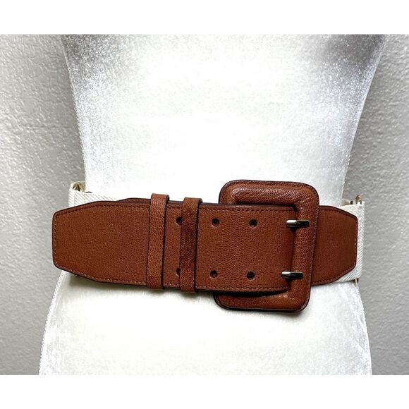 Cole Haan | Accessories | Cole Haan Leather Belt Wide Woven Womens S ...